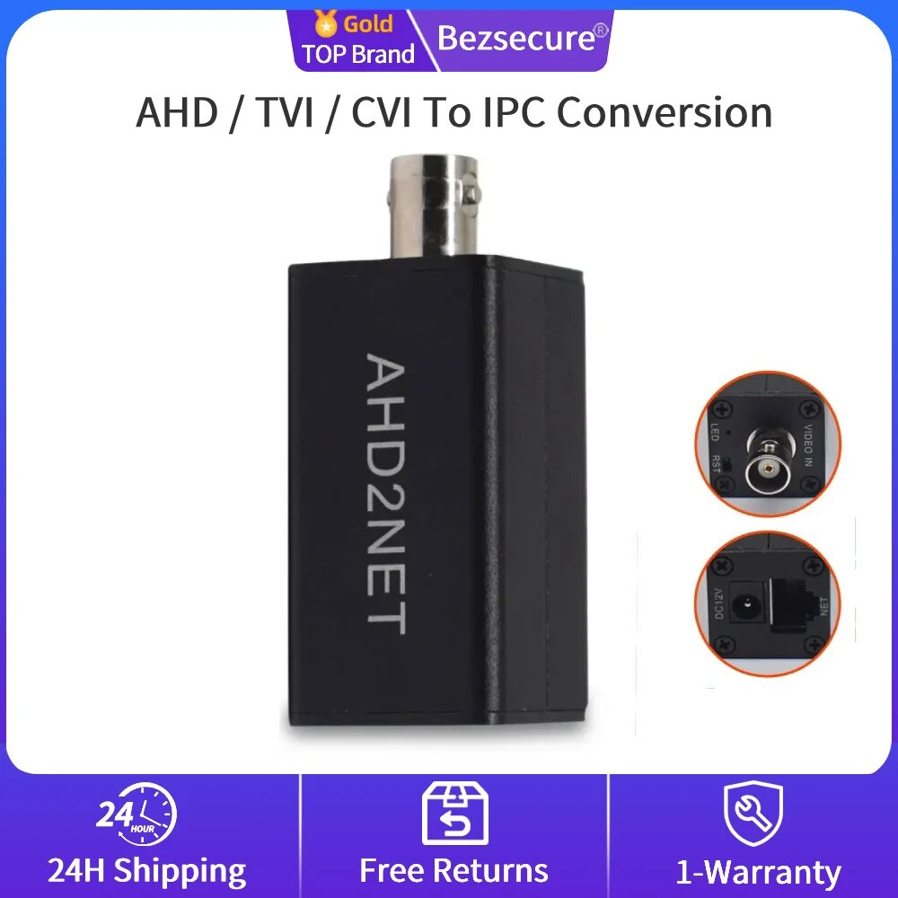 Сетевая преобразовательная сеть источника сигнала AHD/TVI/CVI Адаптеры RJ45 ONVIF 2-мегапиксельная HD-камера в IPC Преобразователь AHD-камеры для IP-камеры NVR