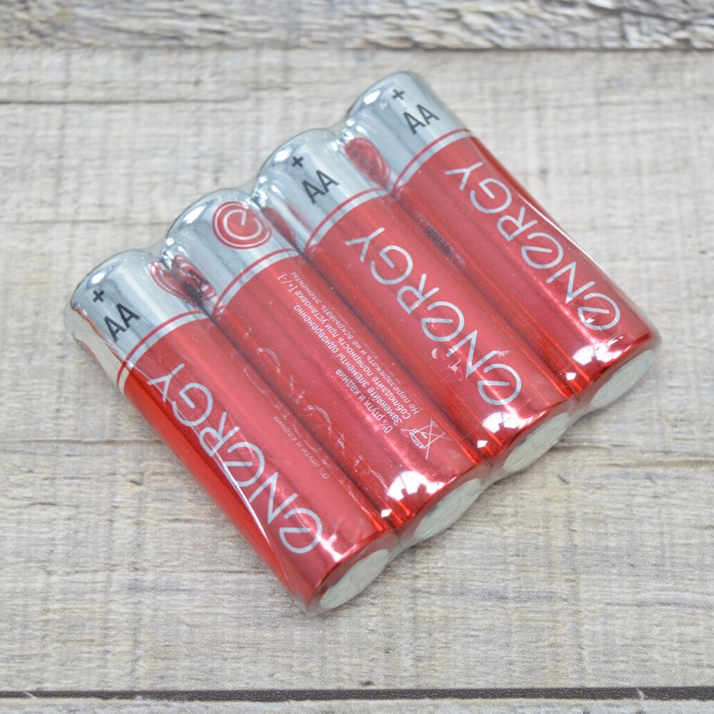 Батарейки щелочные Energy AA LR6, 4 шт, долгий срок службы, металлический корпус