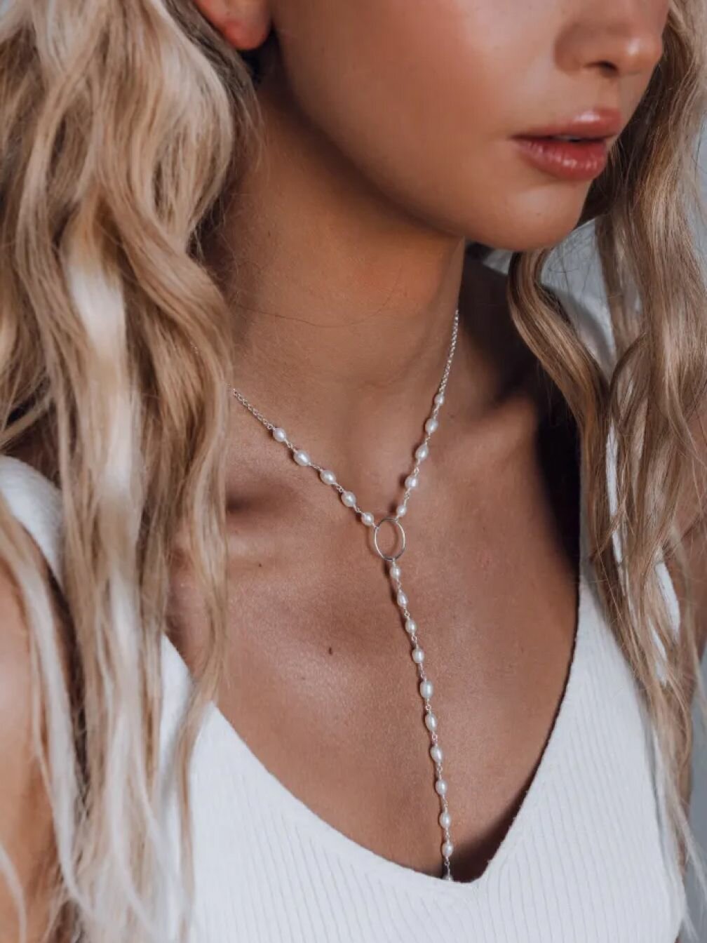 Колье, серебро, 925 проба, жемчуг