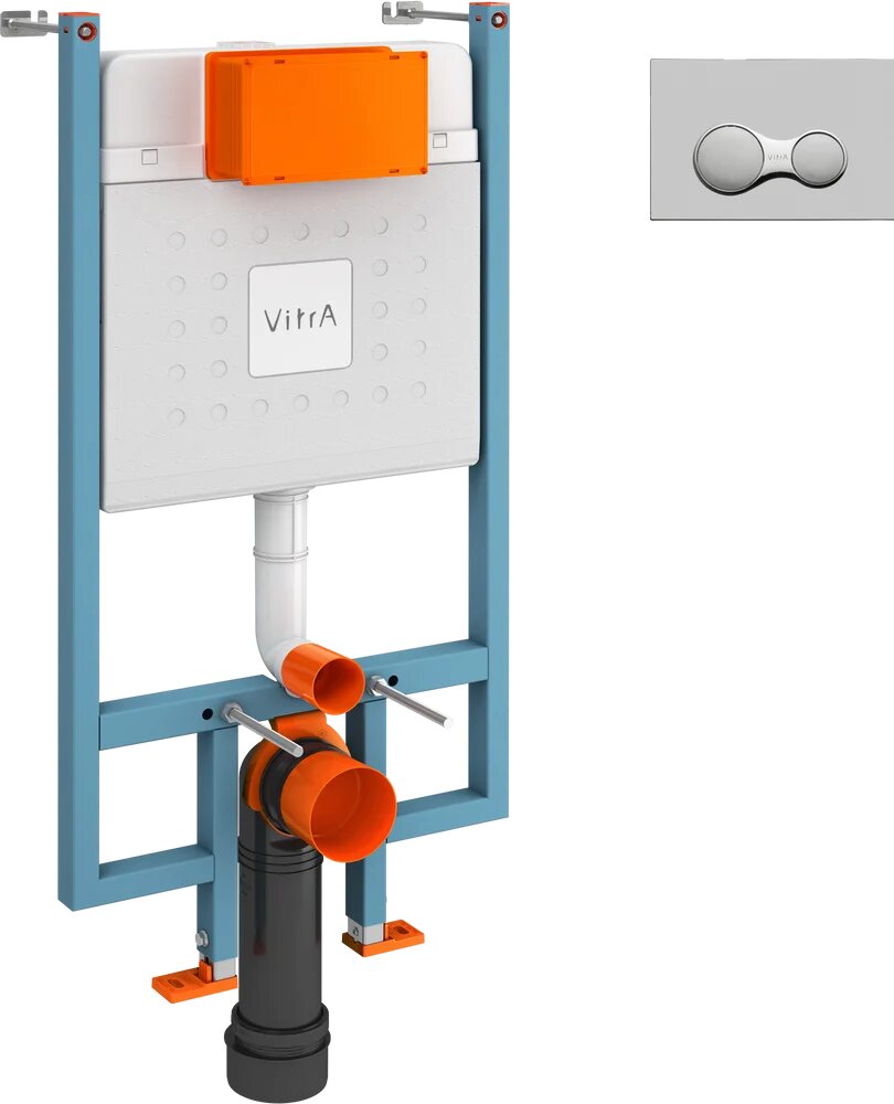 Комплект Инсталляция VitrA V-Fix Core 738-5800-01 / Кнопка Sirius Sirius 740-0485 цвет матовый хром