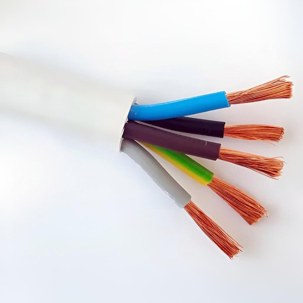 Провод силовой ПВС Москабель 5х0.75 кв. мм, установочный, белый, длина 1 метр