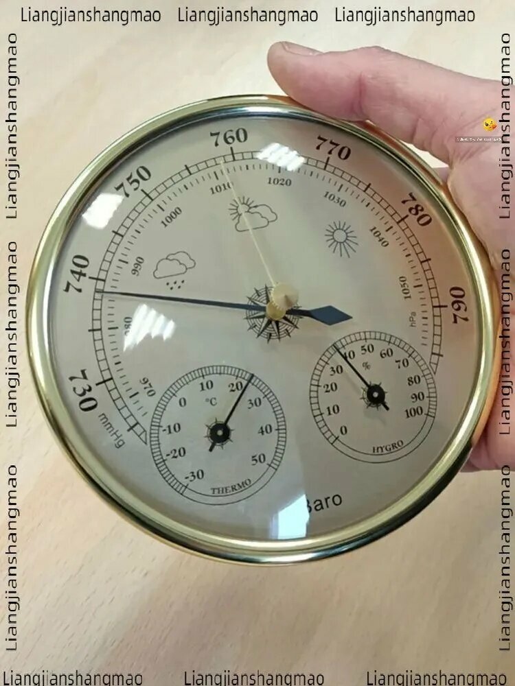 Эксклюзивный анероидный барометр для дома с термометром и гигрометром, предназначенный для контроля атмосферных условий на рыбалке и охоте, представляет собой настенную метеостанцию