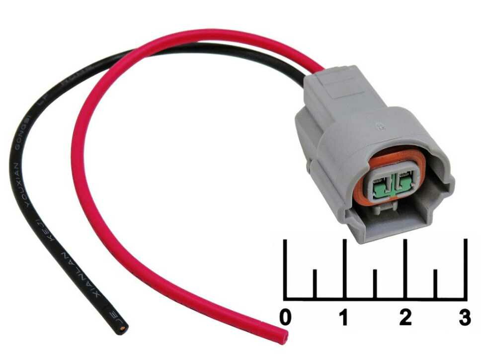 Разъем 2pin гнездо влагозащищенный на проводе 13см PU465-02127 (12-0100)