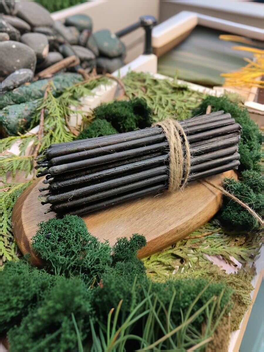 Магические черные свечи тонкие 0,6 см 50шт бренд Жабья Лавка