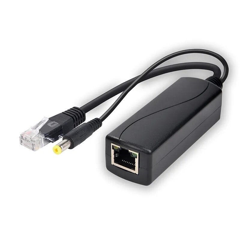 Сплиттер (разветвитель) PoE 5V тип: DC(m) 2.1мм х 5.5мм, питание от сети Ethernet, от 48В до 5В, 10/100/1000Mbps