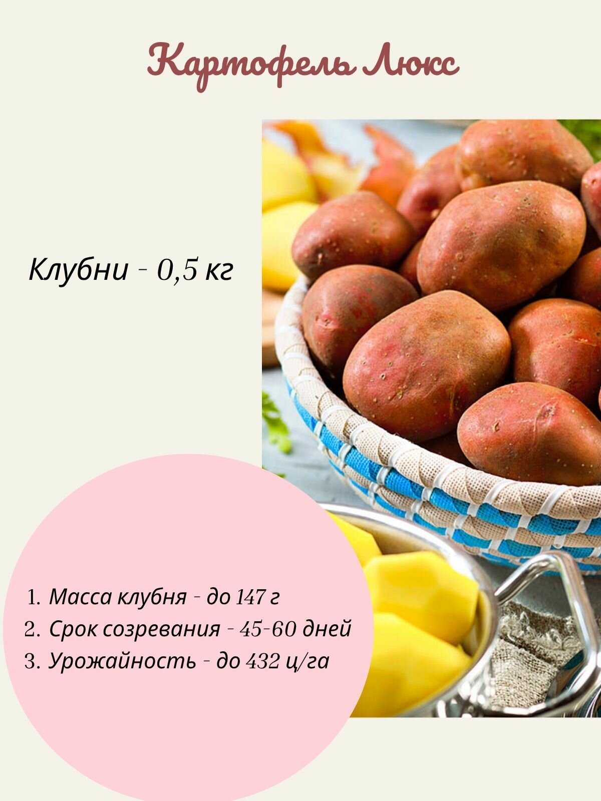 Картофель красный Люкс 0,5 кг на посадку