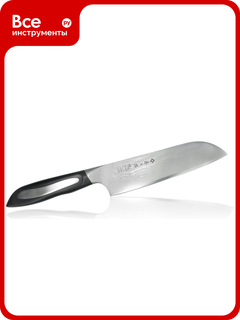 Кухонный нож TOJIRO сантоку flash, длина лезвия 180 мм, сталь vg10, 63 слоя, рукоять микарта FF-SA180, защищенная