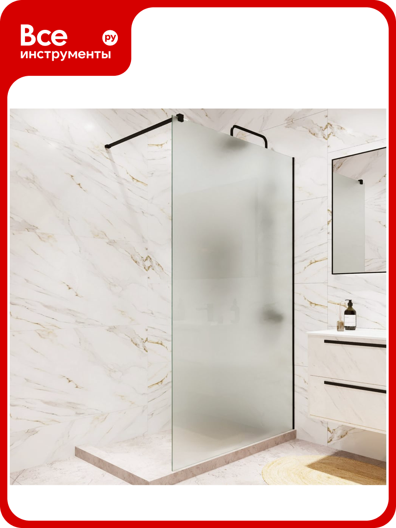 Душевая перегородка Mebelvann Walk In 2000x1200 BLACK BEN-602_BL_M _2000x1200, из анодированного, добавляется краситель