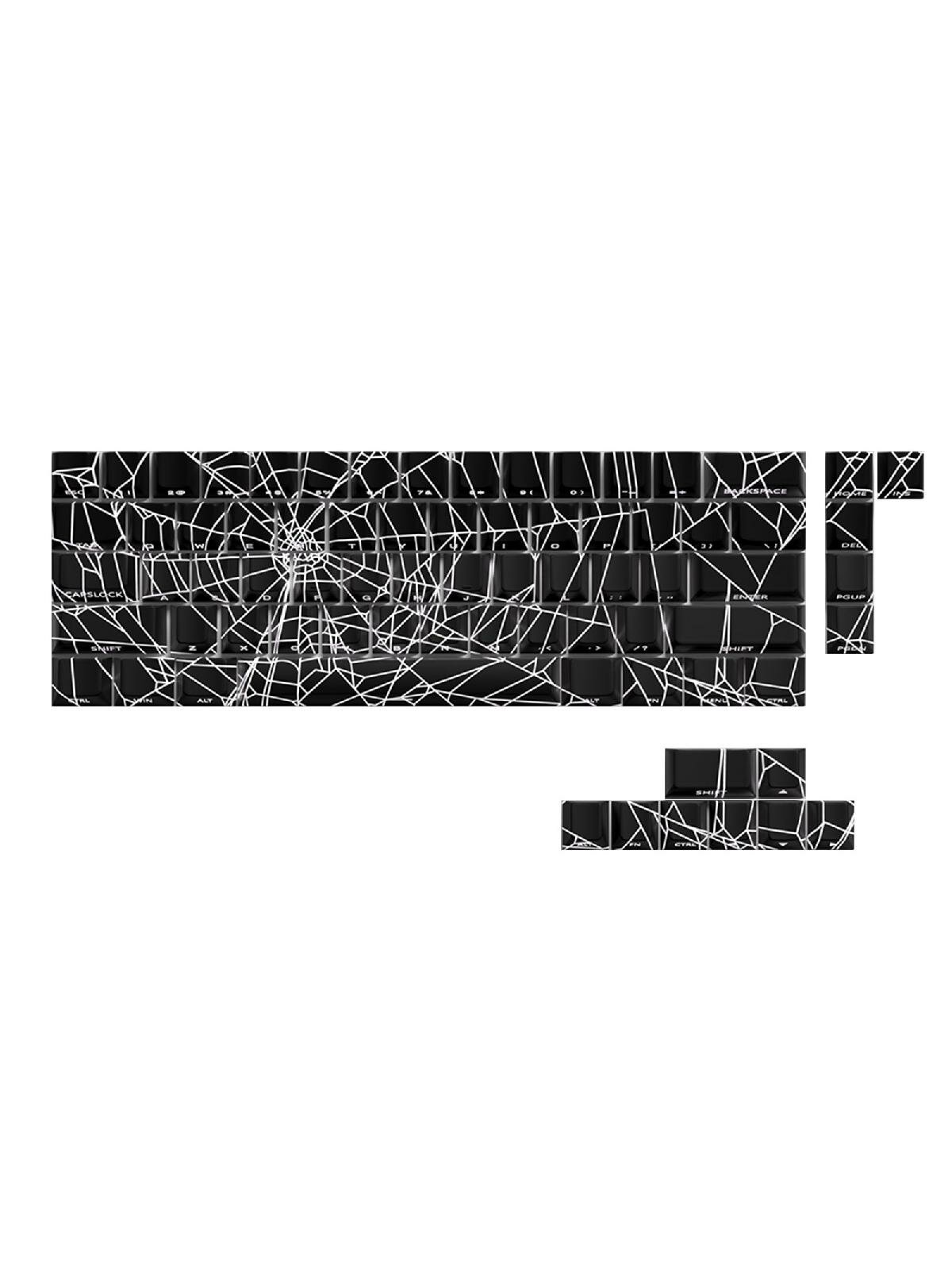 Spiders Web Keycap Set Original PBT 64/74Keys Side Engraveds Translucents Keycaps for Gaming Mechanical Keyboards