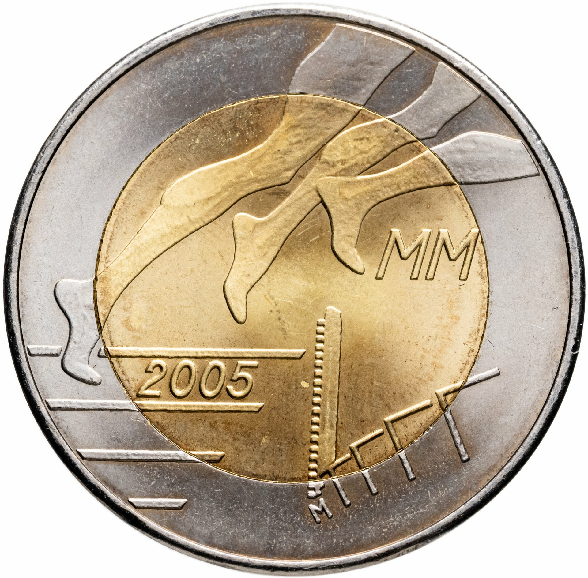 Финляндия 5 euro евро 2005 "10-й чемпионат мира по лёгкой атлетике", Биметалл, в сохранности UNC