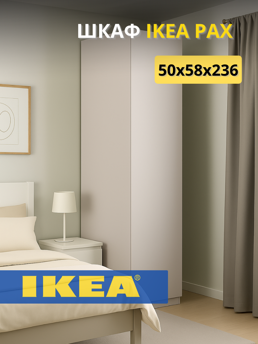 Шкаф Икеа Пакс / 50*58*236/ Шкаф для вещей / Кашемир / Шкаф для одежды