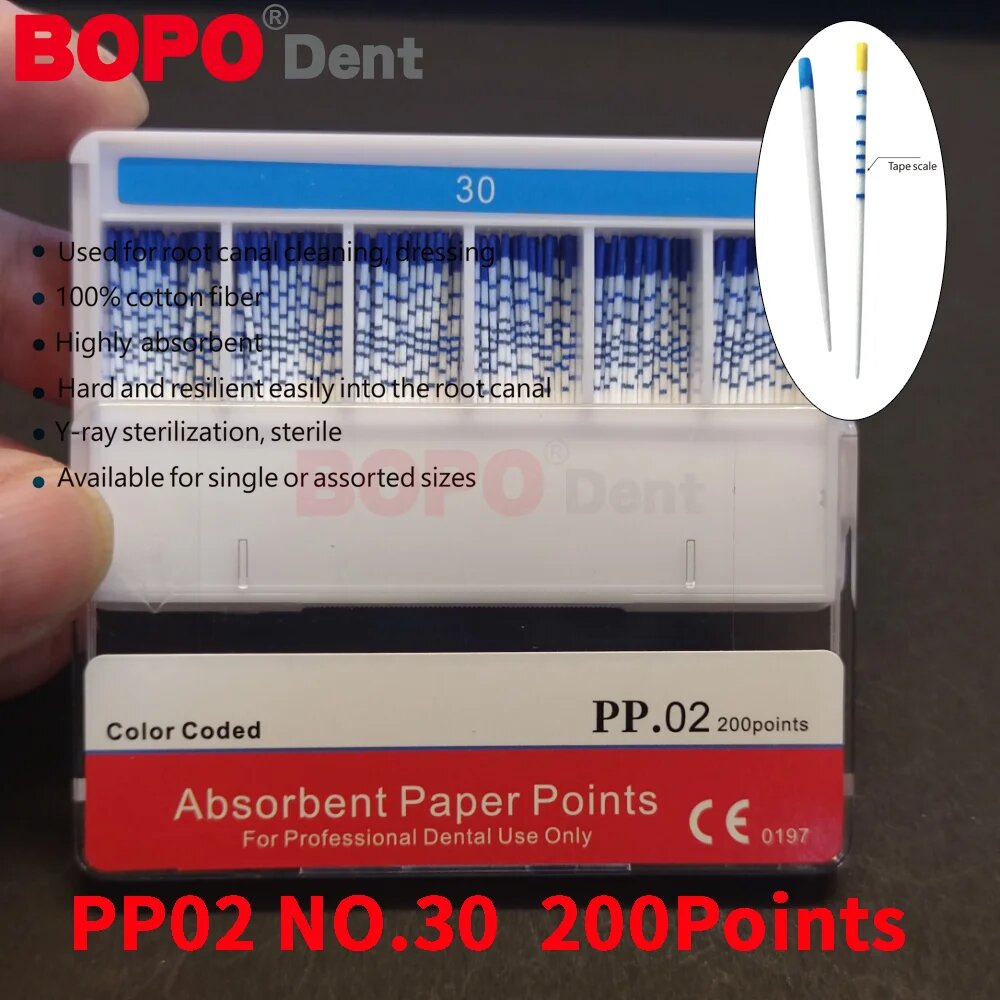 Бумажные наконечники Bopo Dent PP02 No.30 200шт