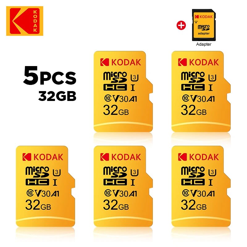5 шт. карт памяти Kodak, 64 ГБ, высокоскоростная карта Micro SD, 32 ГБ, класс 10, Cartao De Memoria, 128 ГБ, 256 ГБ, мини-карта TF для смартфона