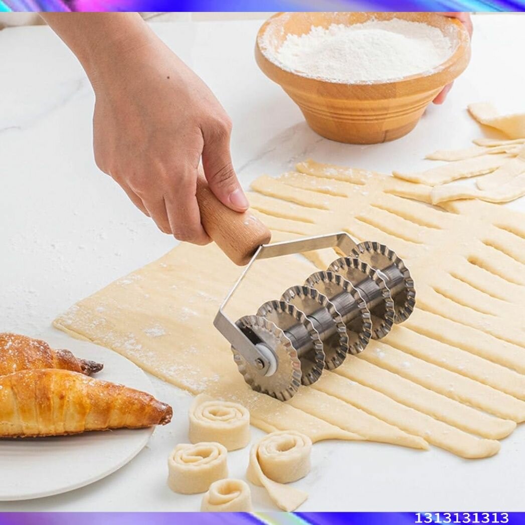 Эксклюзивный ролик для раскатки теста из нержавеющей стали с деревянной рукояткой для печенья пирогов и спагетти