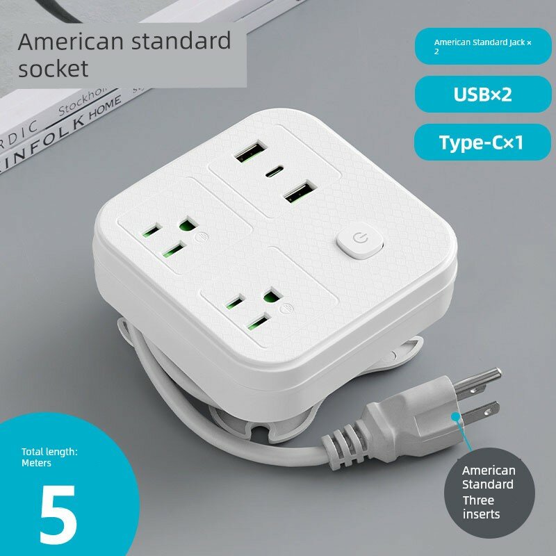 Адаптер-удлинитель с розетками стандарта США 110В, быстрой зарядкой USB+Type-C, для Тайваня и Японии, с функцией