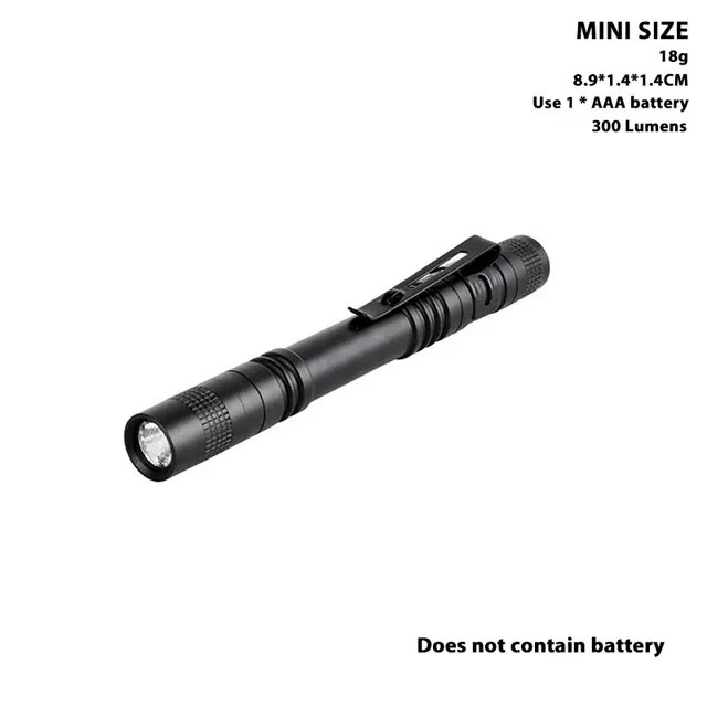 Мини-фонарик LED 300 Люмен, 18g, AAA, 8.9*1.4*1.4см