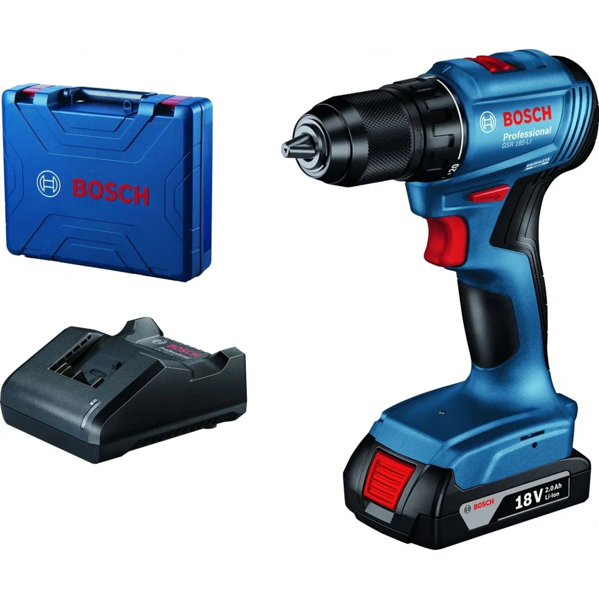 Дрель-шуруповёрт Bosch GSR 185-LI 06019K3005, Li-Ion, 18 В, быстрозажимной патрон
