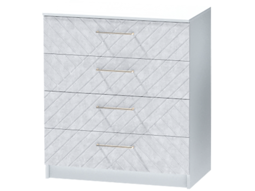 Комод с четырьмя просторными ящиками, из МДФ, Белый/Бетон снежный