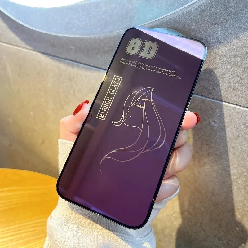 8D зеркальное стекло для iPhone 16E, iPhone SE4, фиолетовый