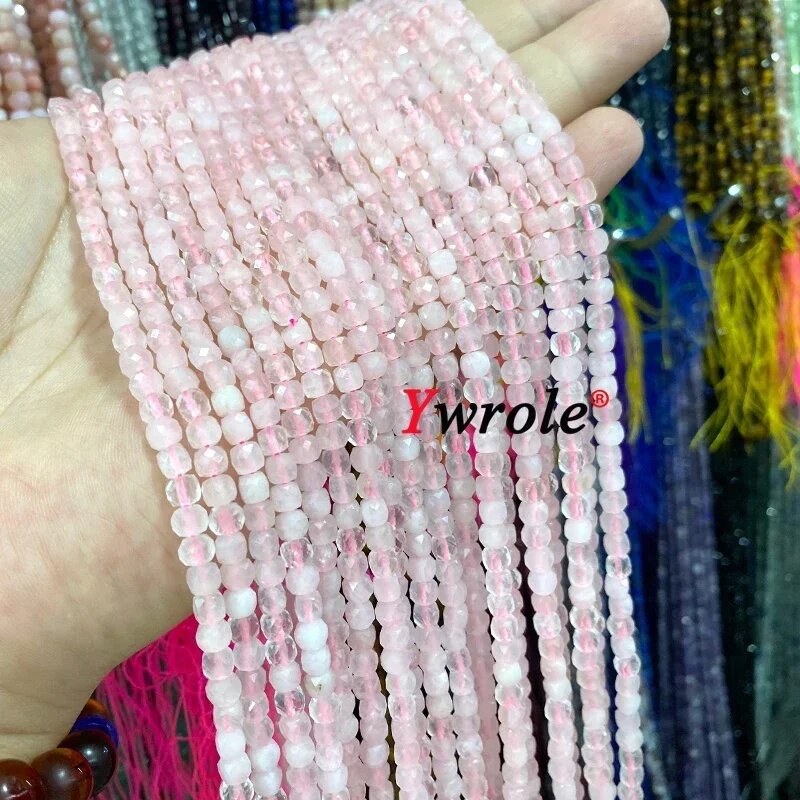 Лунный камень бусины серые квадратные 4 мм YWROLE Розовый, 4-5mm 39-41pcs, rose quartz