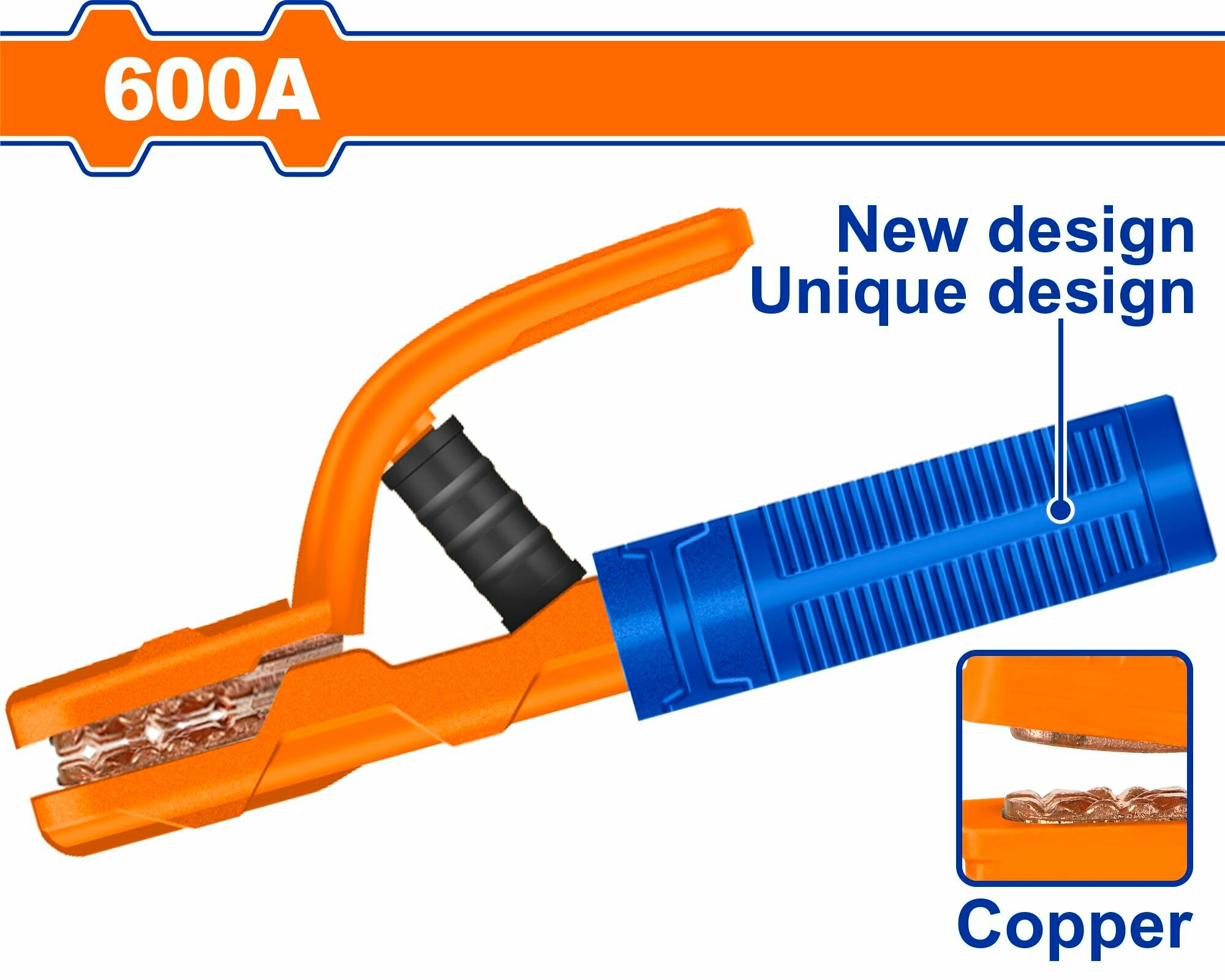 Держатель сварочных электродов "WADFOW" 250мм, номинальный ток 600А