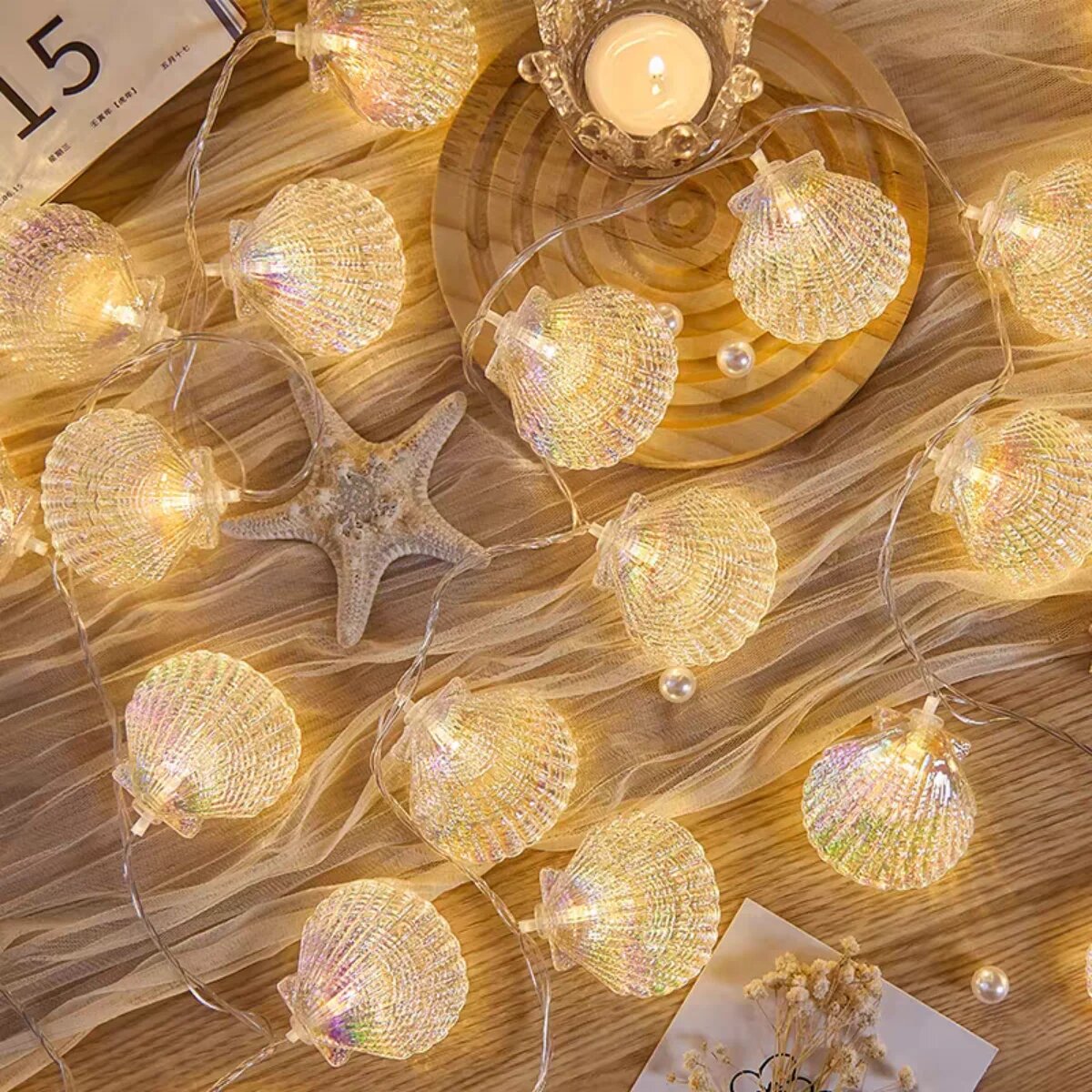 Гирлянда морская ракушка, 20 LED, Scallop