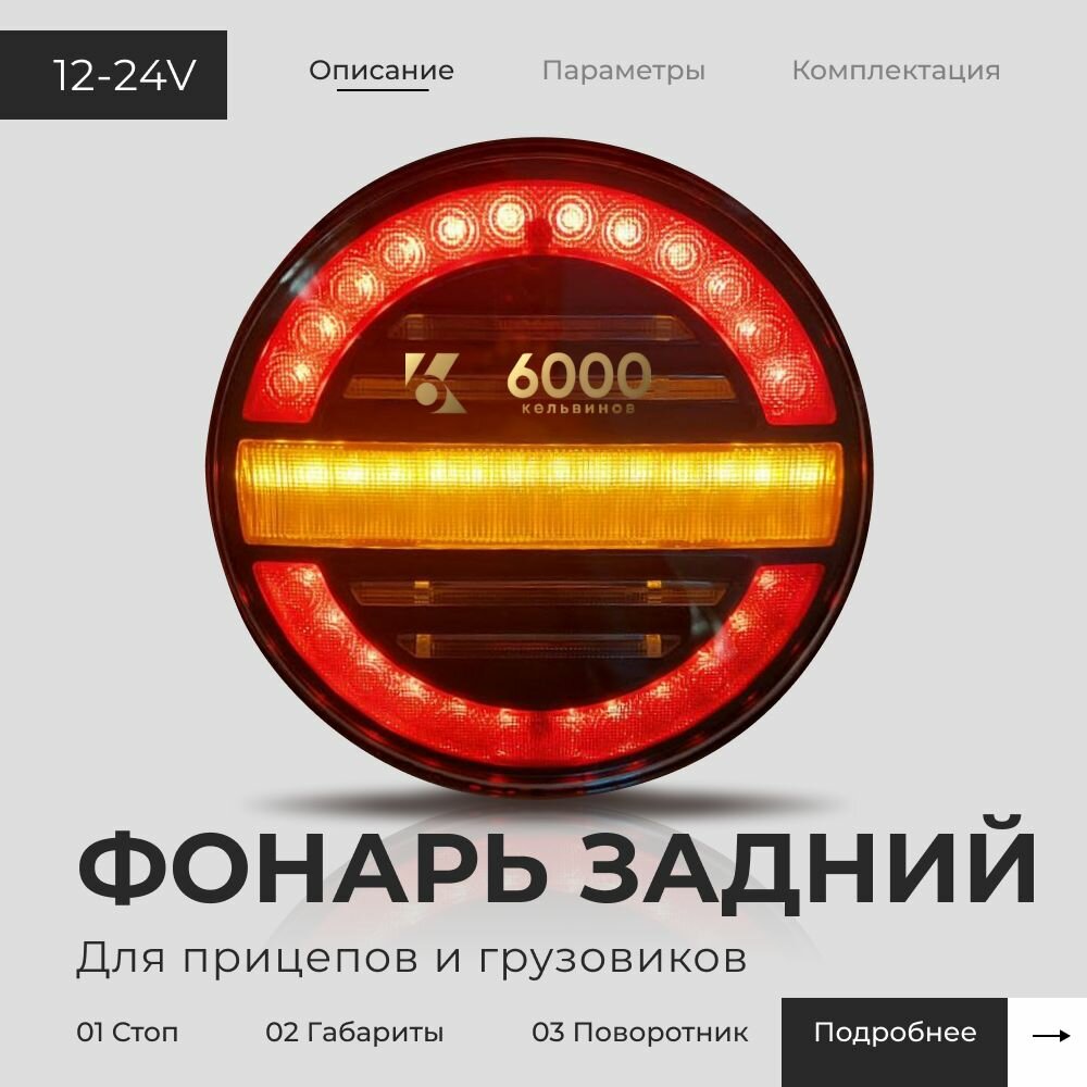 Задний фонарь стоп сигнал, бегущий поворотник и габаритные огни