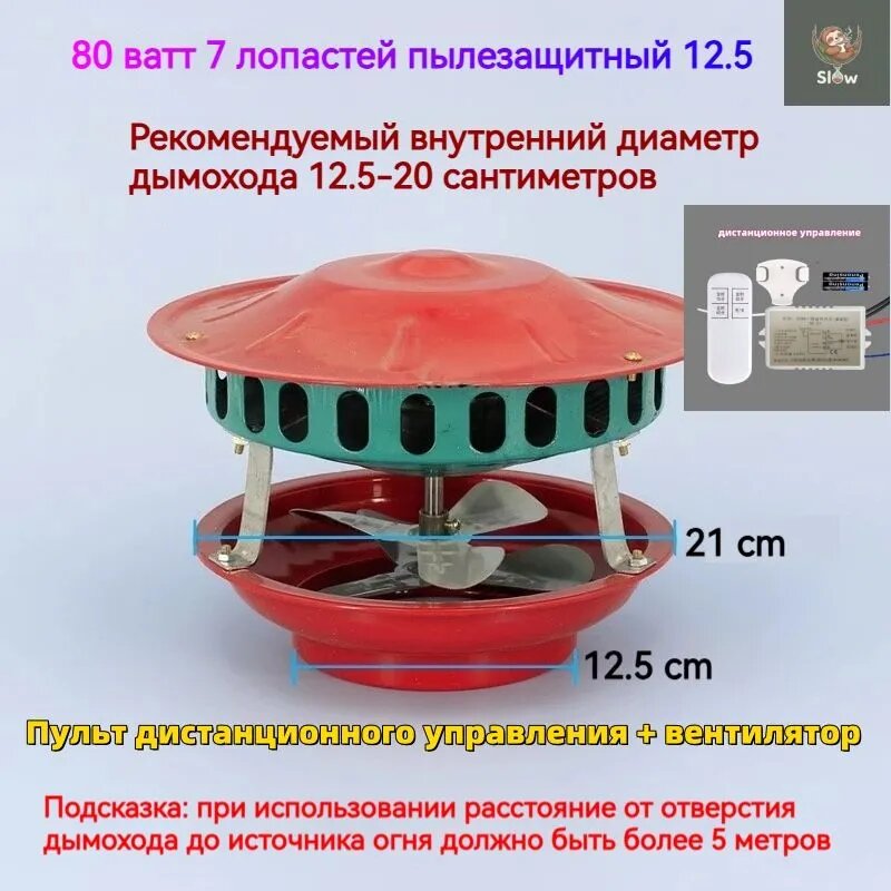 Дымосос для дымохода и камина, Автоматический удалитель дыма, Тягодутьевая машина, Усилитель тяги, Для печи, бани, гаража (220В)