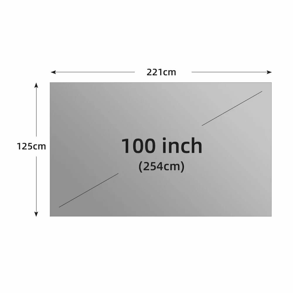 MIXITO Проекционный экран 100 дюймов (254см) 16:9, 221x125см