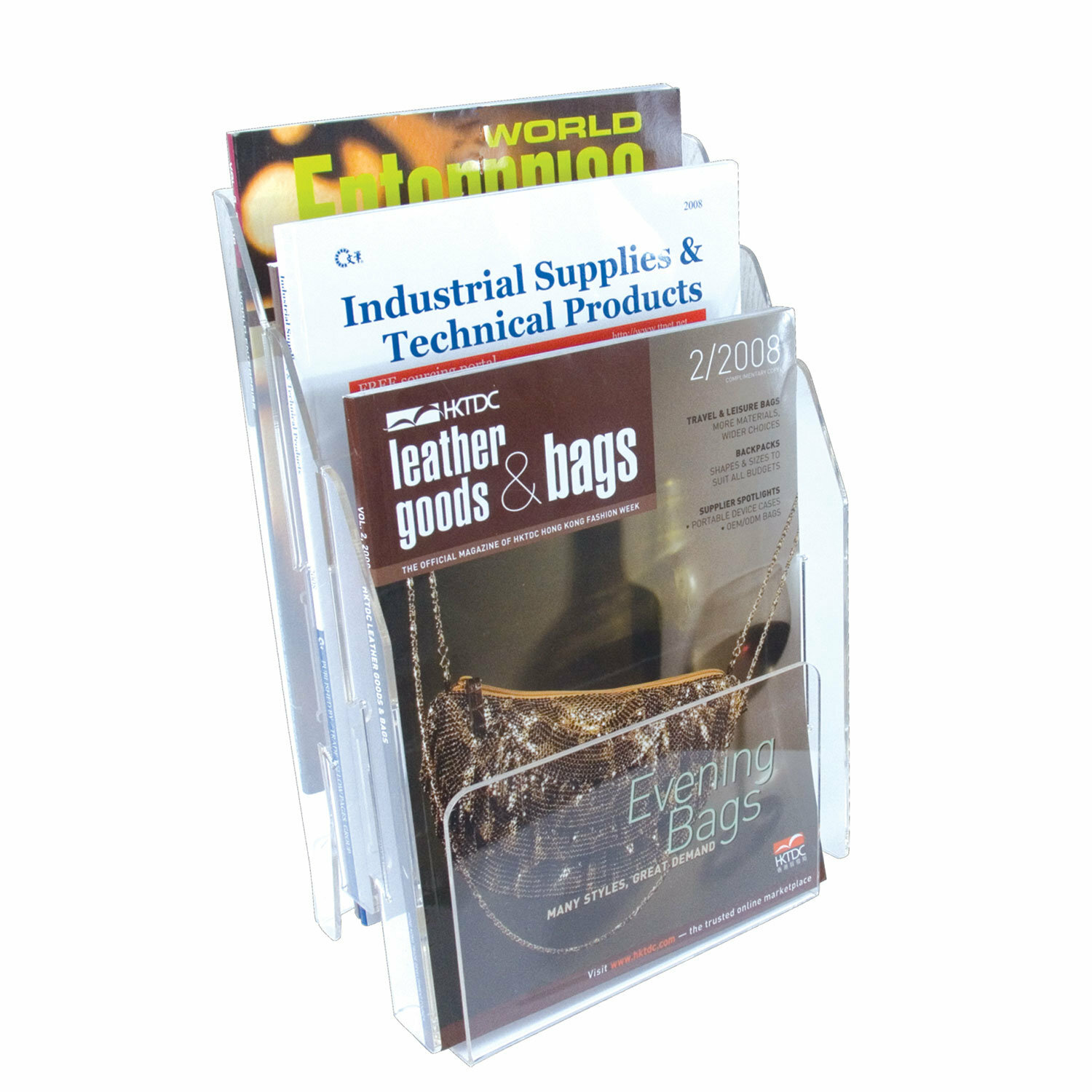 Подставка настольная для рекламных материалов вертикальная (297х215х32 мм), А4, 3 отделения, смещение, №503