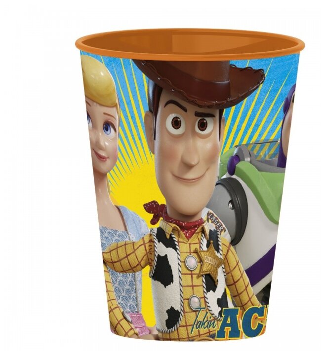 Стакан Stor "История Игрушек", для детей, с декором, оранжевый, пластик, 260 мл