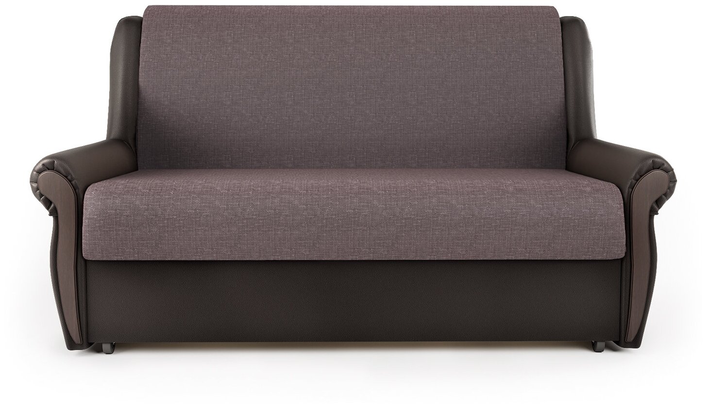 Диван-кровать аккордеон Аккорд М, 160х194 см, рогожка латте и экокожа шоколад