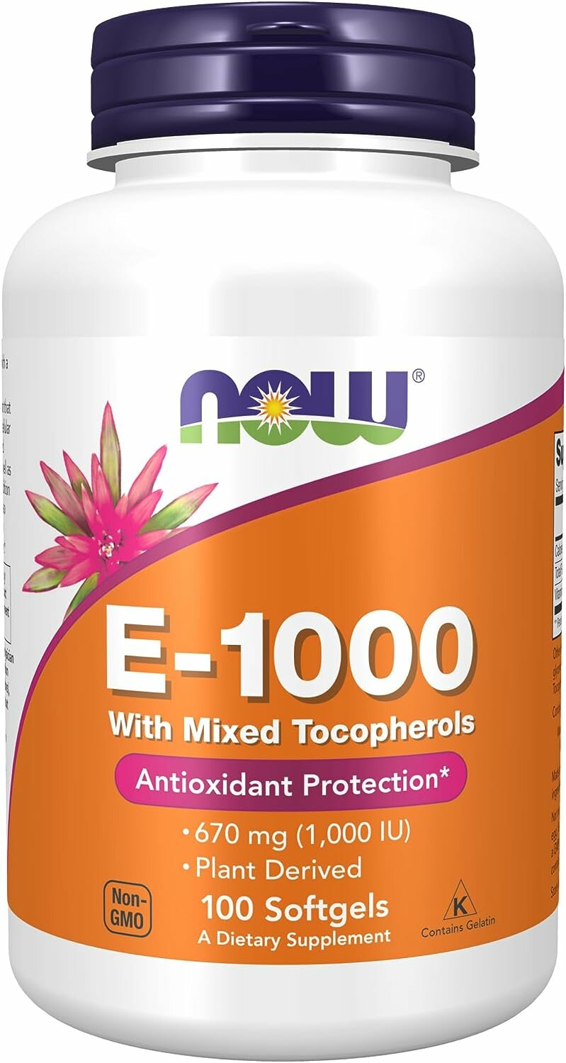 NOW E-1000 With Mixed Tocopherols 100 капсул (Витамин Е 1000 IU)