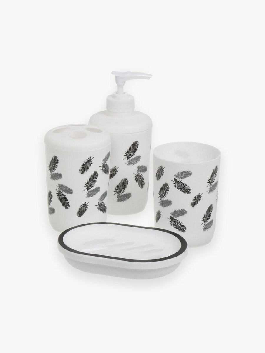 Набор аксессуаров для ванной комнаты, 4 предмета, пластиковый, Перья