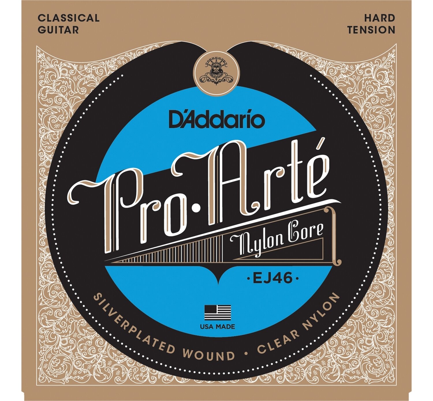 Комплект струн для классической гитары D'ADDARIO EJ46 серебро Silver, Hard Tension