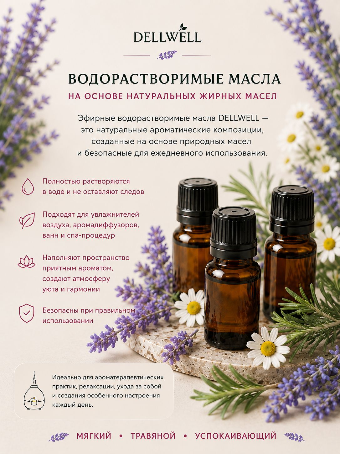 Набор эфирных масел "Релакс и спокойствие", Лаванда, Ромашка, Розмарин, 3 шт. — фото 1