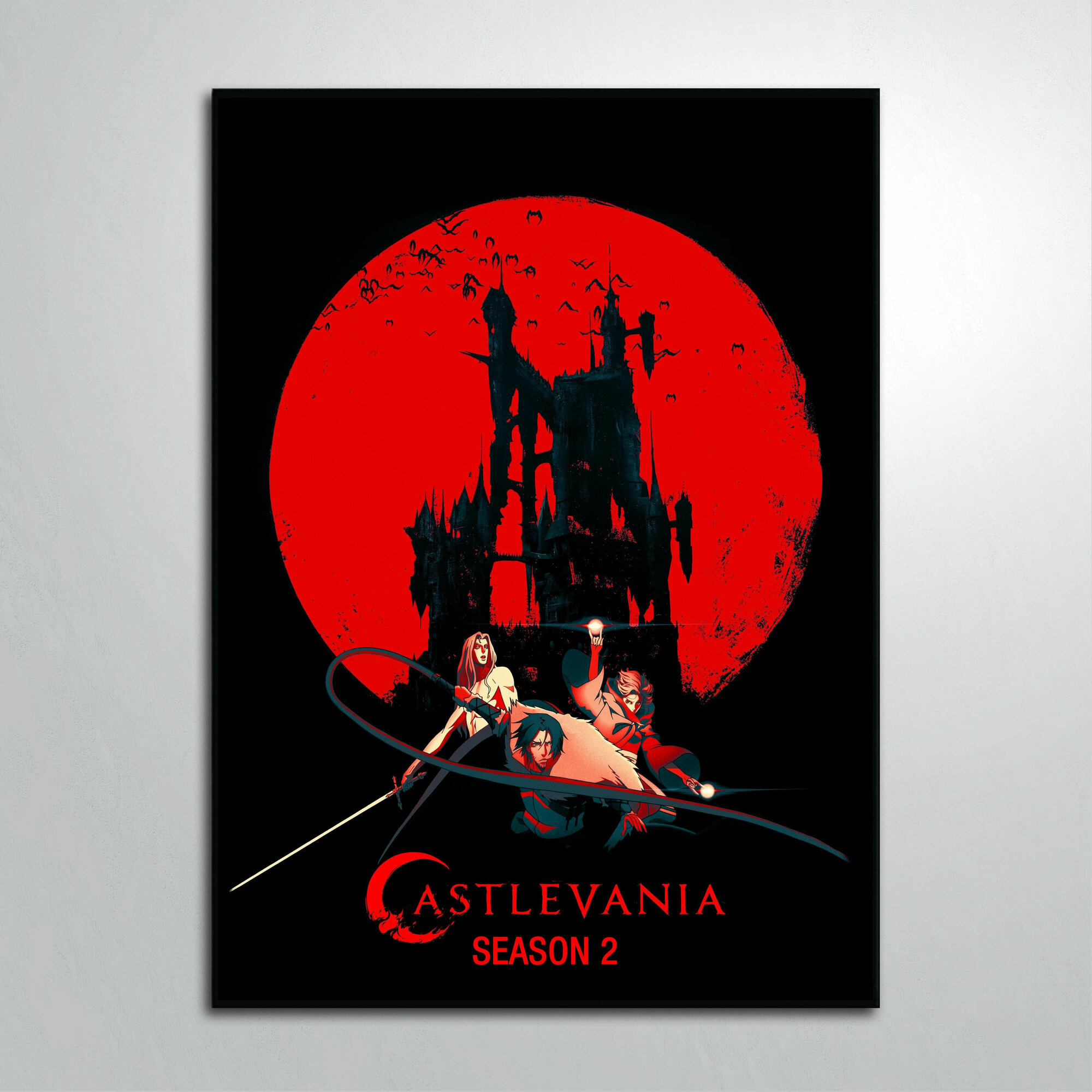 Постер без рамы/Аниме Кастельвания Красный Арт Castlevania (А2/420х594)