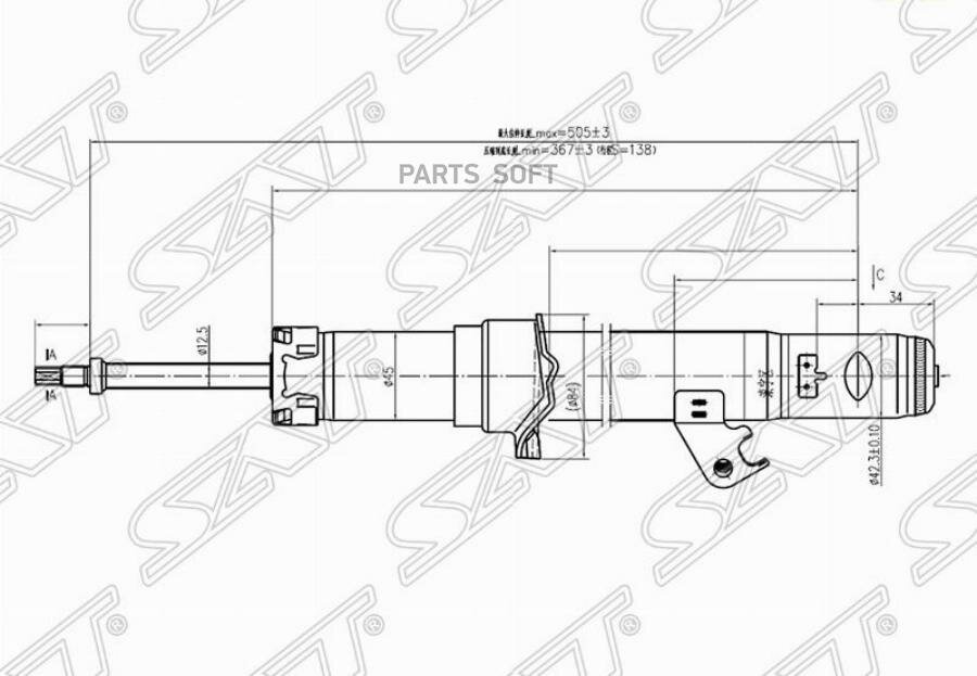 Стойка передняя Mazda 6 02-08 / 6 MPS 05-07 (Справа) SAT ST-GJ6F-34-700 | цена за 1 шт