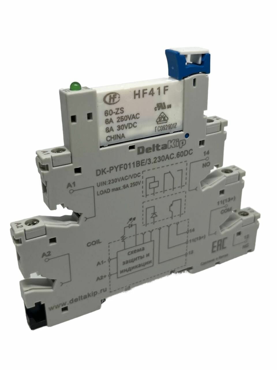 Монтажная колодка DK-PYF-011BE/3.230AC.60DC в сборе с промежуточным реле DK-SR-104. D (20 шт)