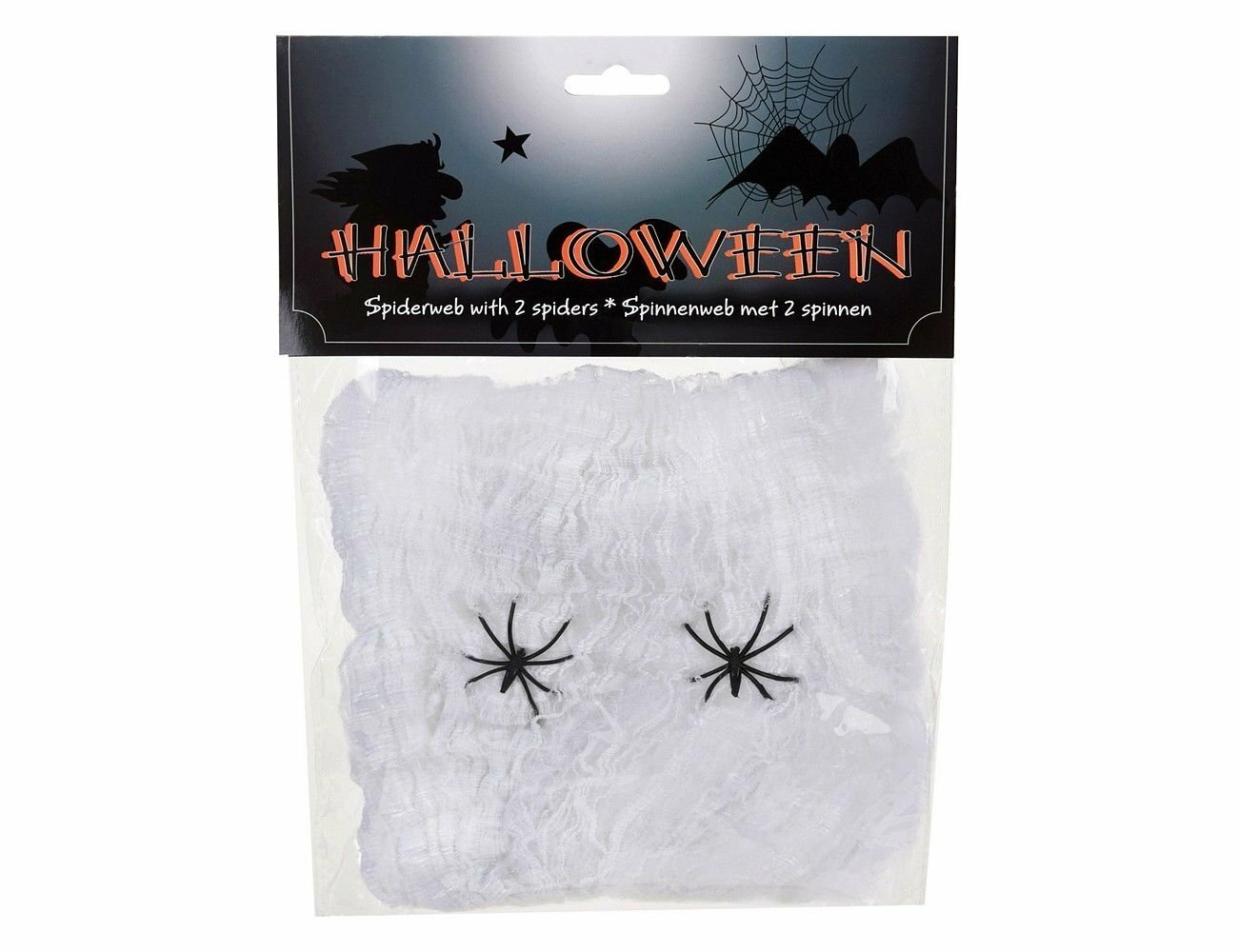 Эластичная паутина для карнавала спайдервэб с 2-мя пауками, Koopman International
