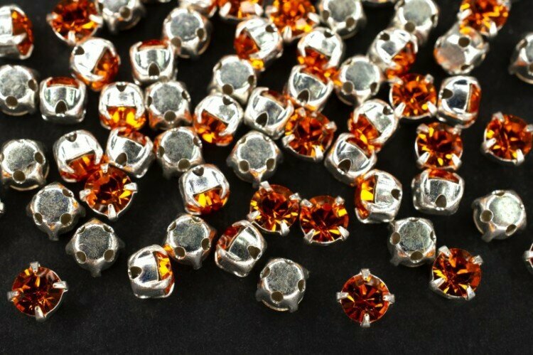 Шатоны Preciosa Maxima 4мм в оправе, цвет sun DF/silver, 63-120, 10шт