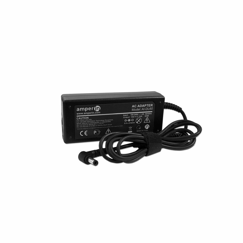 Блок питания Amperin AI-DL60 для ноутбуков Dell 1000, Mini 1110, Latitude 110L 19V 3.16A 5.5x2.5 тип VB