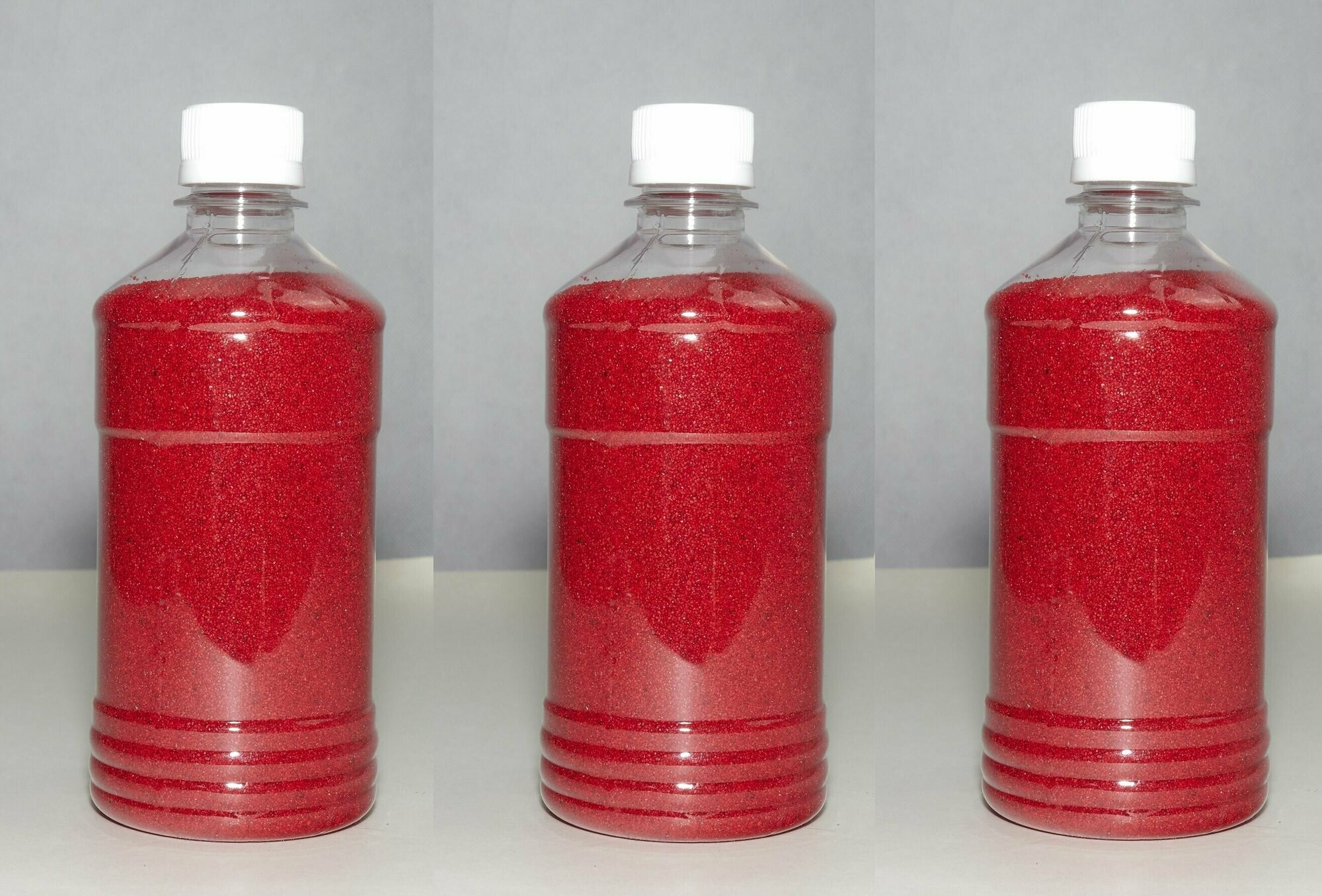 Красный кварцевый песок 2400г (3шт по 800 г) для творчества, декора, рисования и светового стола, флорариума (фр. 0,4-0,8)