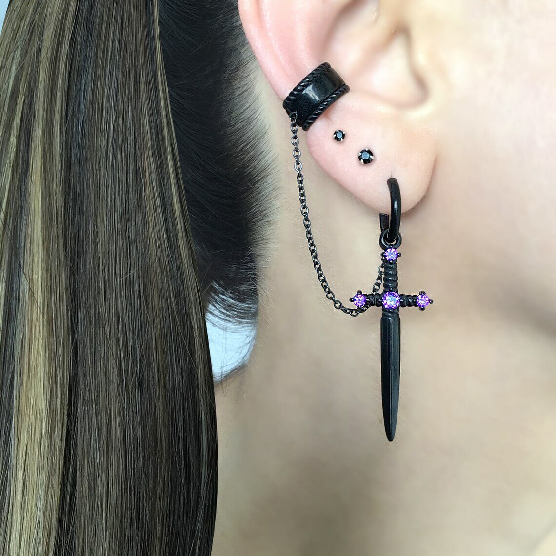 Серьги-трансформеры, металл, фианит, циркон