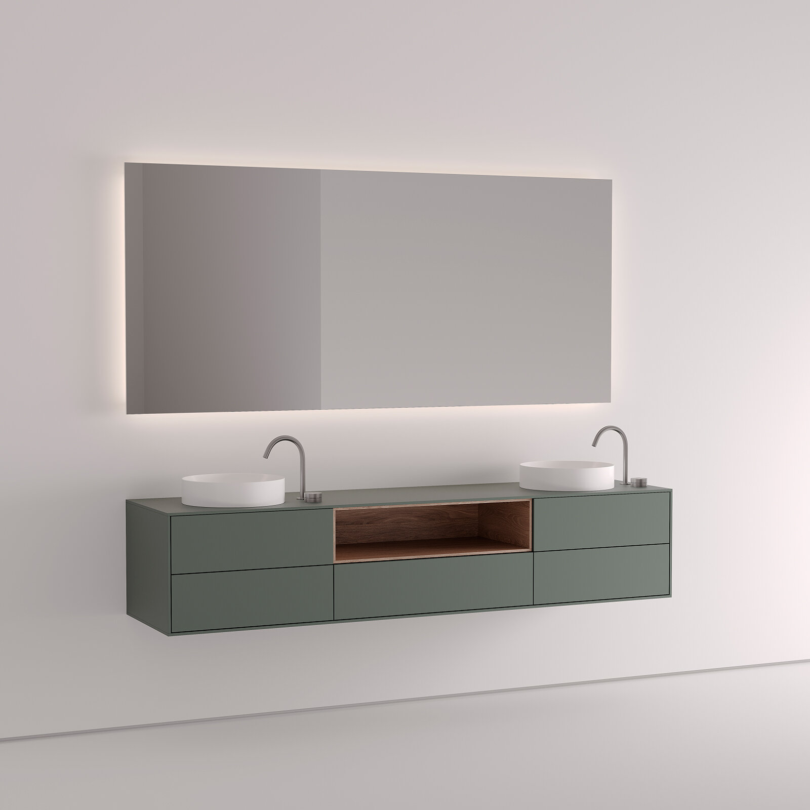 Тумба подвесная под две раковины 150 см. Vivomobili VERDE COMODORO