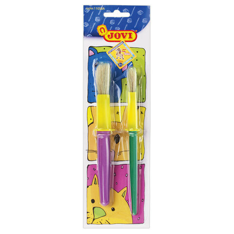 Набор кистей JOVI, для детского творчества, щетина, круглые, короткие ручки, 2 шт.
