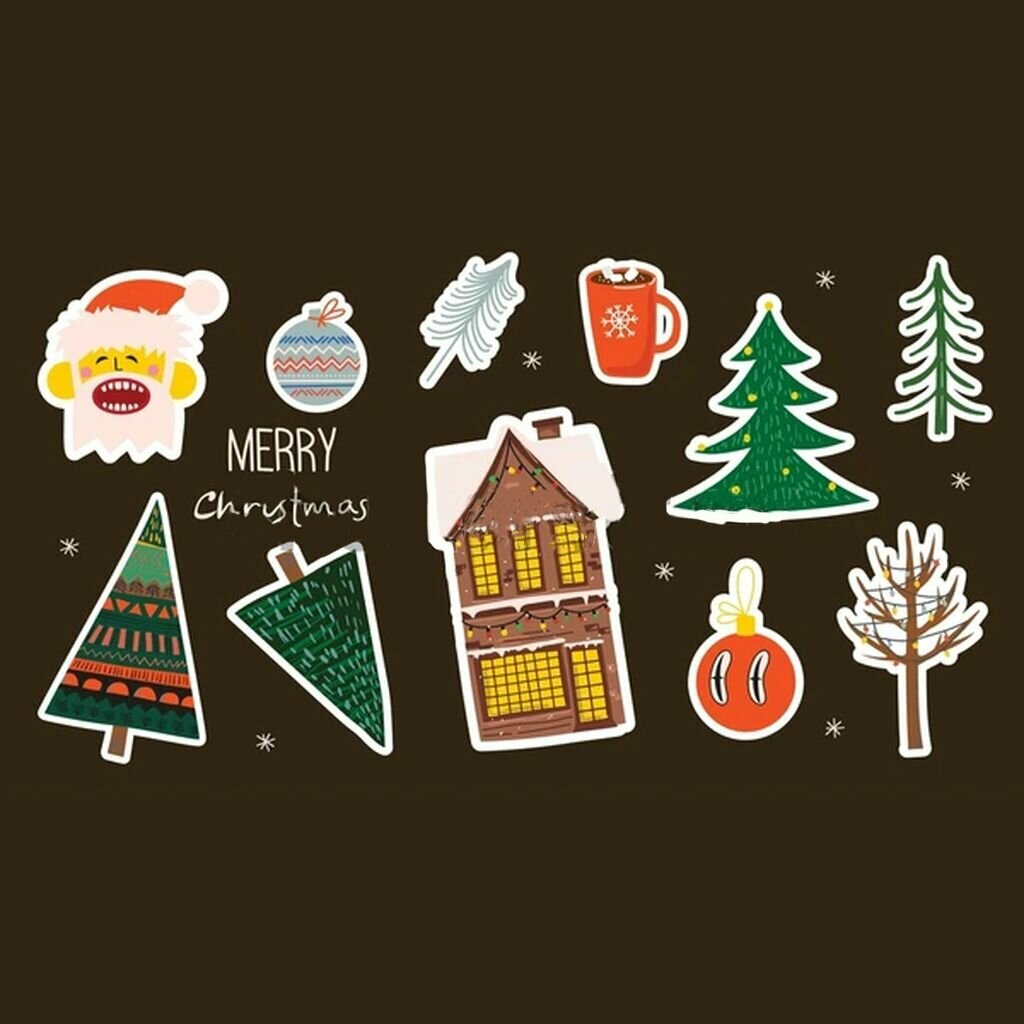 Наклейки стикеры Новогодние картинки