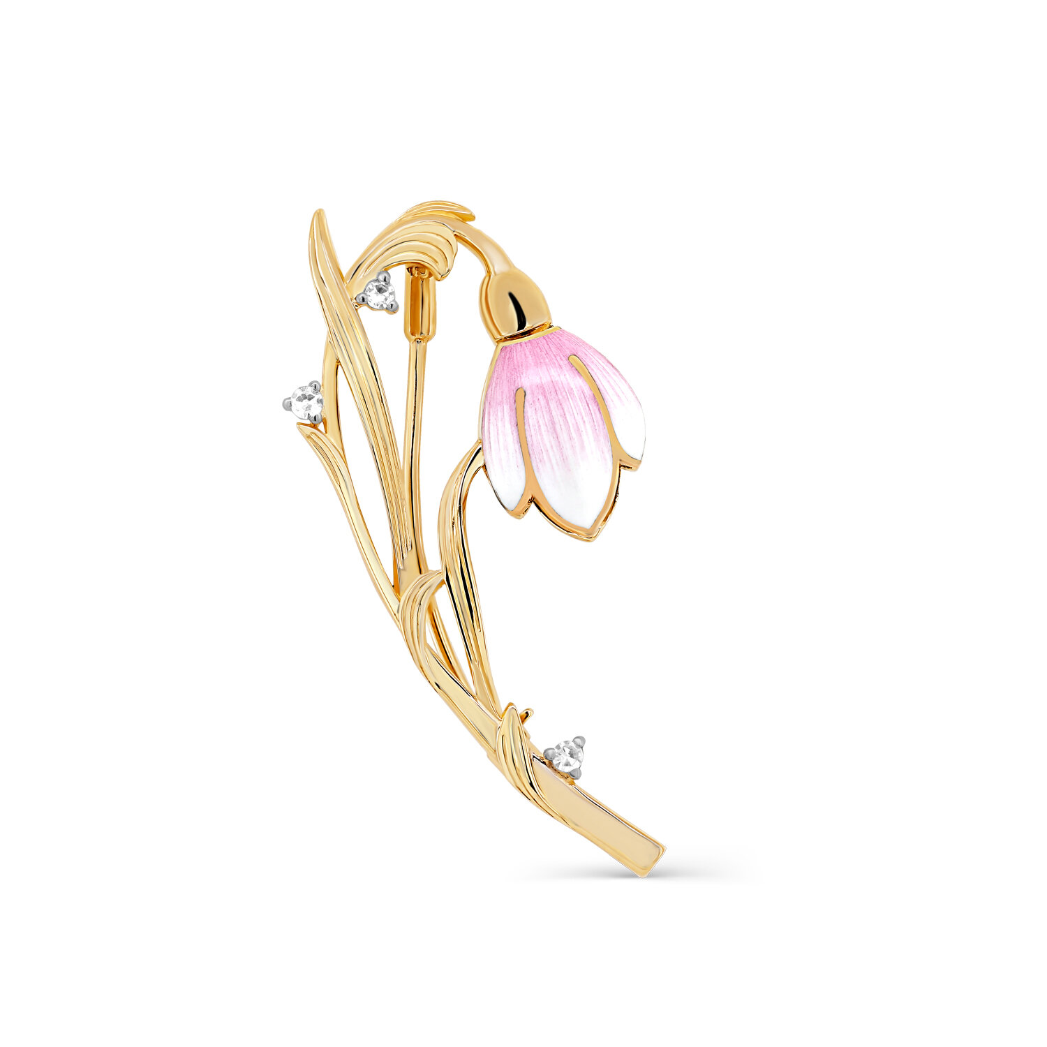 Брошь, желтое золото, 585 проба, бриллиант