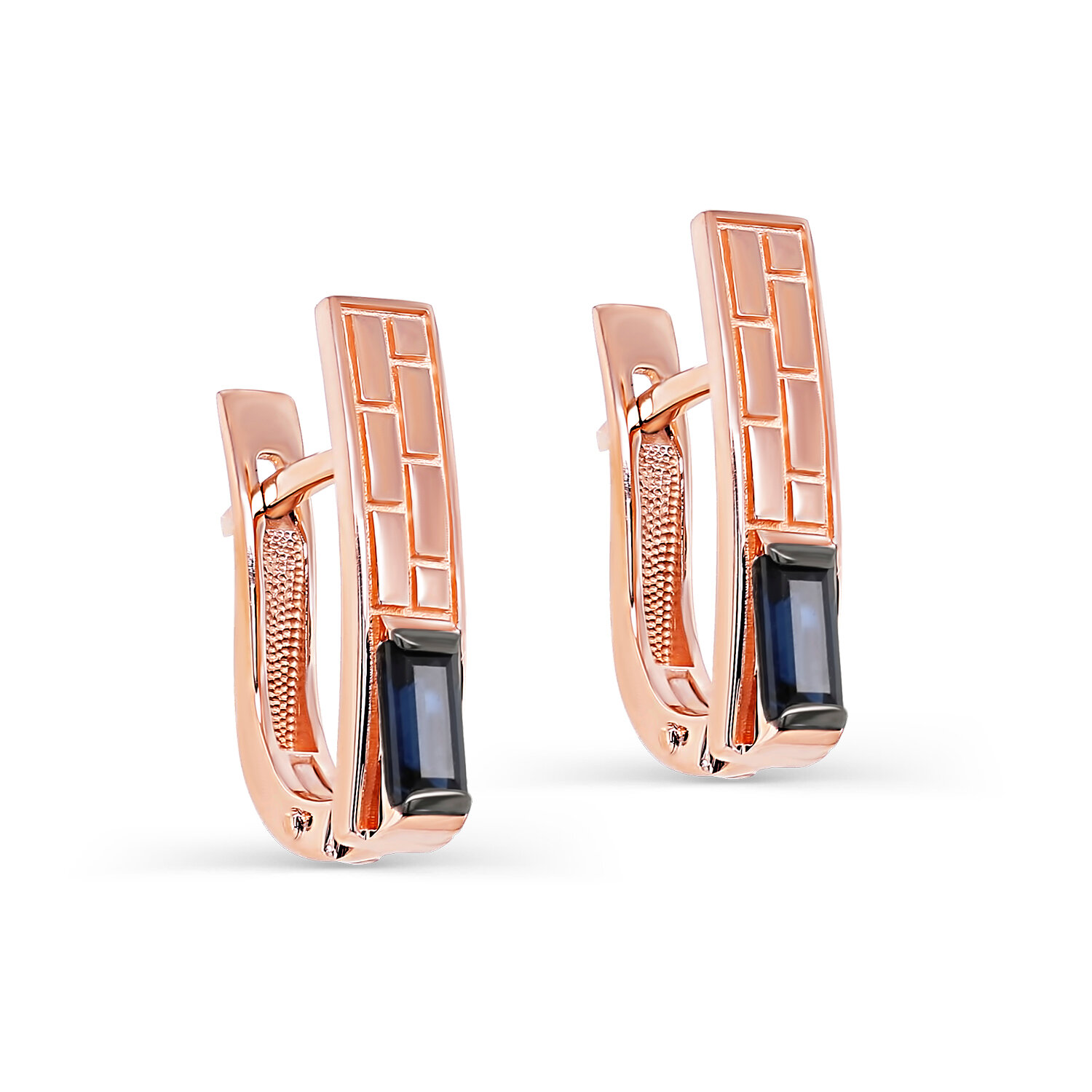 Серьги, красное золото, 585 проба, сапфир