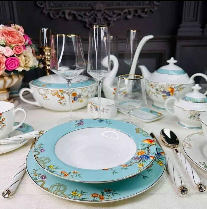 Обеденный сервиз 28пр. HANOMI Костяной фарфор 145-469 118-145-469